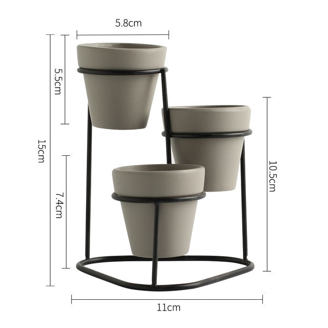 Elora - Modern 3 in 1 Pottery Planters– Silky decor